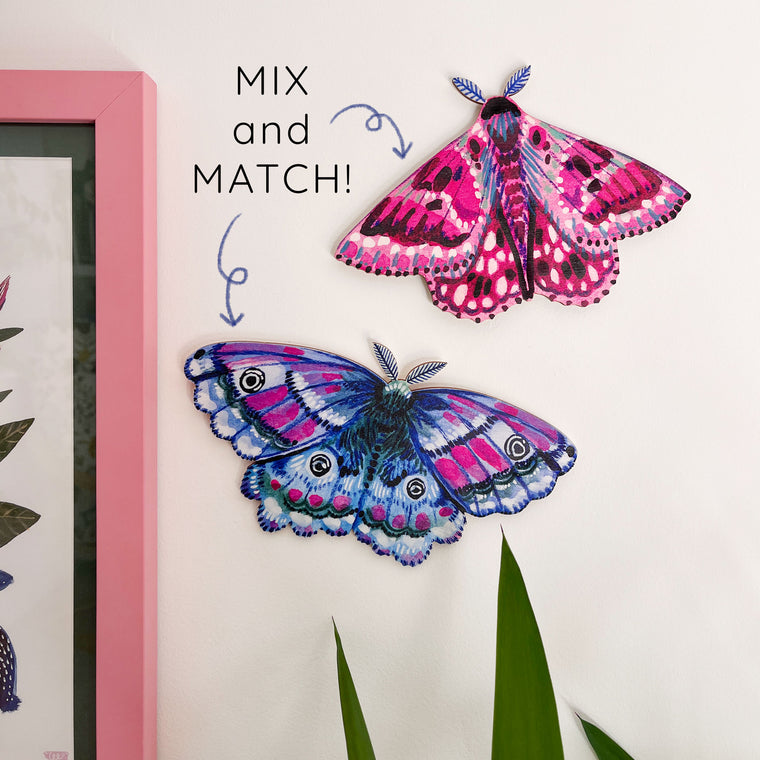 **NEW!** Colourful Moth Wooden Decoration