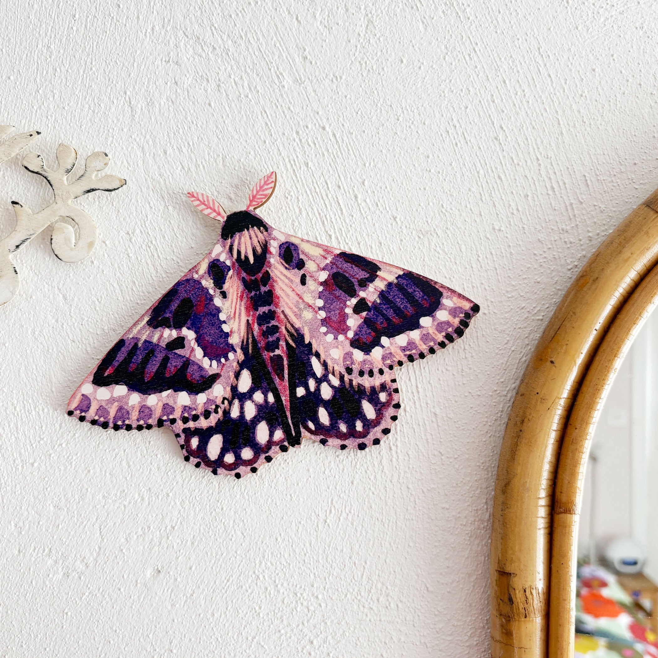 Wooden Moth Decoration - Purple