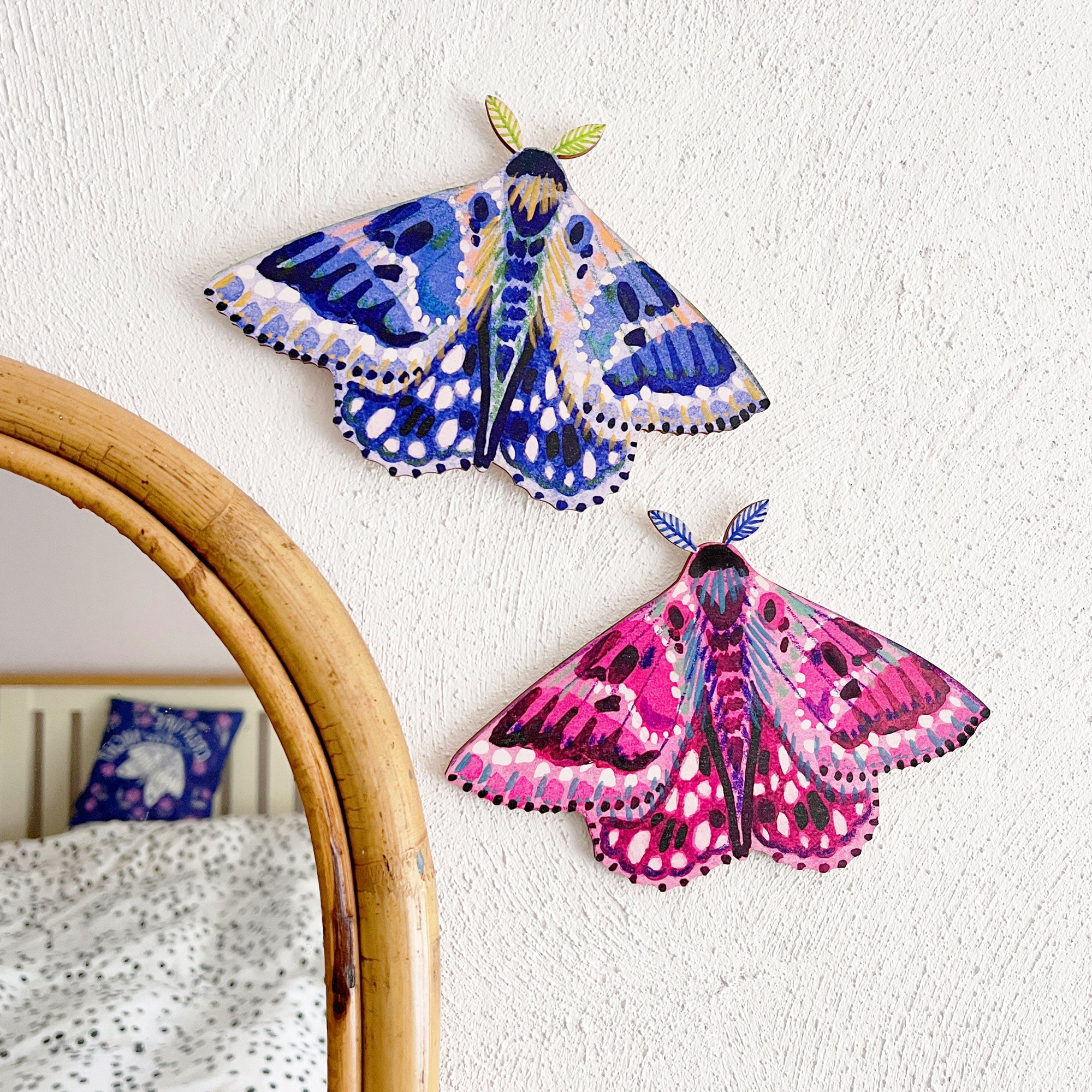 Colourful Wooden Moth Wall Decoration